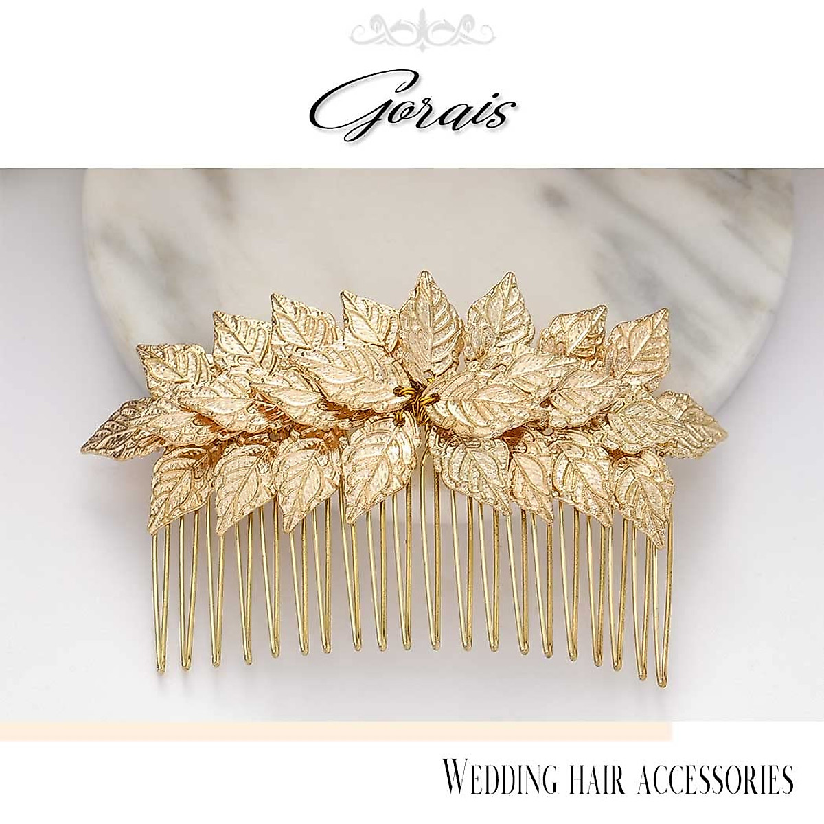 Gorais Gold Leaf Wedding Hair Comb Leaves Bridal Hair Piece Bride Hair Accessories for Women and Girls