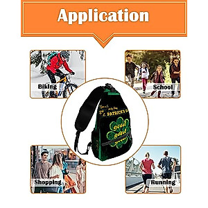 Sling Backpack, Saint Patrick's Day Shamrocks and Love Hearts Vintage Green Background Waterproof Lightweight Small Sling Bag, Travel Chest Bag Crossbody Shoulder Bag Hiking Daypack for Women Men