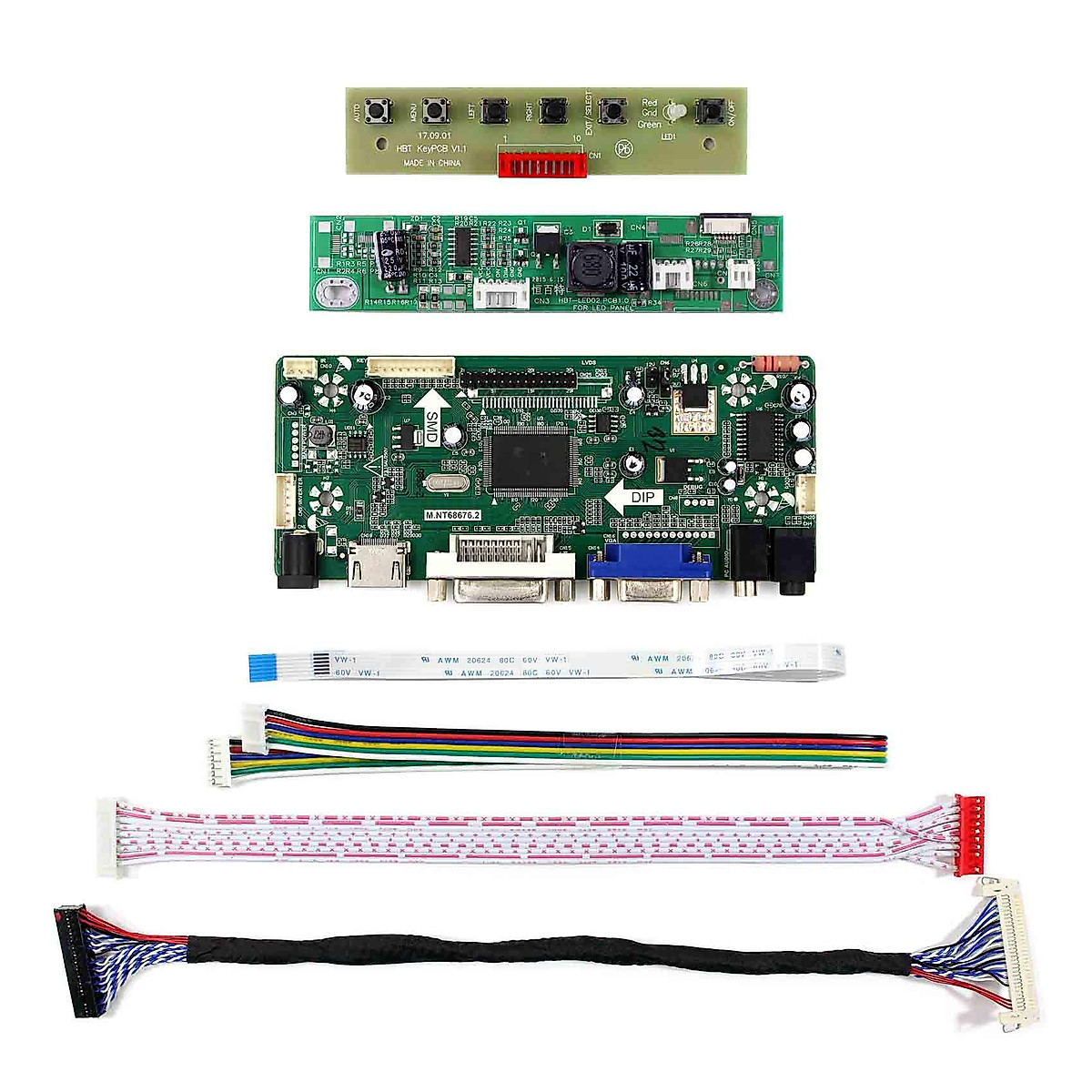VSDISPLAY HD-MI VGA DVI LCD Controller Board Fit for LM215WF4-TLE9 LM215WF4-TLE7/TLE8 LM215WF3-SLC1/SLC5 LC230EUE-TDA1 LM230WF5-TLD1/TLD2 LM230WF3-SLB2 LM230WF5-TLD5