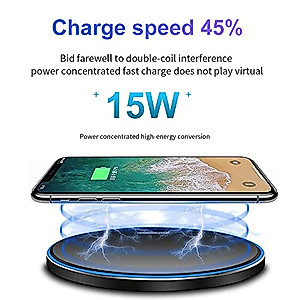 Hodiax Fast Wireless Charger, 15W Max Wireless Charging Pad Compatible with iPhone SE/11/12/13/X/XR/8,AirPods, Samsung Galaxy, Google Pixel(No AC Adapter)