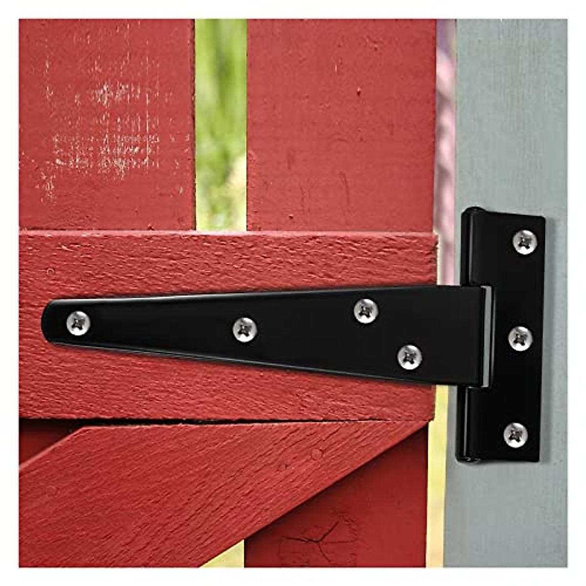 Garden Gate Hinges,Tee Shed Hinge, 6 X 5 Inch Heavy Duty Hinges Black Iron T-Shaped Triangle Hinges Shed Wood Fence Door Hinges Hardware