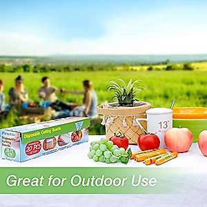Disposable Plastic Cutting Board Large Cutting Mats for Kitchen, Outdoor Camping, BBQ, RV,Traveling,totally Food Safety With Easy Cut Slider Included,12In x 25Ft