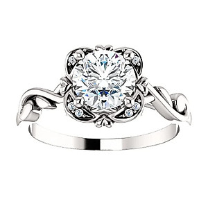 Riya Gems 1.33 Carat Round Moissanite Engagement Ring Wedding Eternity Band Vintage Solitaire Halo Setting Silver Jewelry Anniversary Promise Vintage Ring Gift for Her (4)