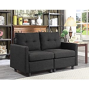 Payeel Convertible Sectional Sofa Couch 52" Loveseat with Tufted Cushion Back for Small Space,Living Room,Apartment (Loveseat,Dark Gray)