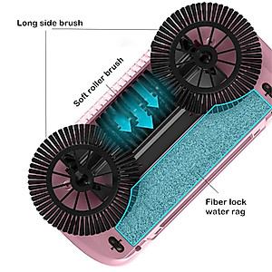 Gallity Hand Push Sweeper, Household 360° Rotation Automatic Sweeper, Lightweight Carpet Sweeper,Strong Floor Sweeper, Great for House,Office,Kitchen,Carpet,Hard Floor (Pink)