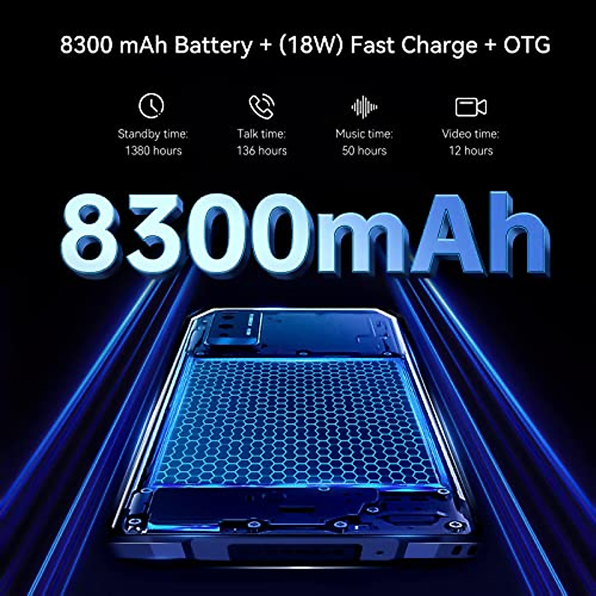 Rugged Smartphone OUKITEL WP17 Night Vision 64MP Triple Camera IP68 Waterproof NFC Phone,8GB+128GB 8300mAh Battery Android11 Dual 4G Global Bands Rugged Cell Phone,6.78‘’FHD+ Unlocked Mobile Phone