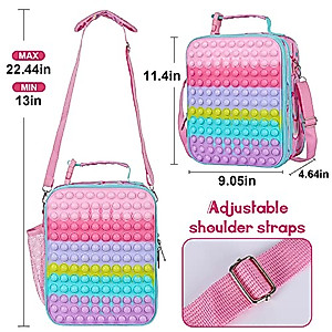 JoyLEME Pop Lunch Box for Kids Girls Insulated Lunch Boxes, Girls Fidget lunch Bag toy for kids Lunch Bag for School Travel Outdoor with Adjustable Shoulder Strap Back to School Gifts(Cloud)
