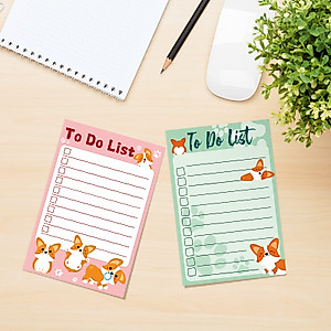 Geyee 4 Pads Corgis Sticky Notes Notepad Corgi Gifts for Dog Lovers, 200 Sheets to Do List Sticky Notepads Funny Kawaii Welsh Dog Butt Humor Notebook Cute Notes with Lines Supplies, 4" x 6"