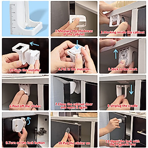 Baby Proofing (20 Locks and 2 Keys) -Child Magnetic Cabinet Locks with Lighting Function, Fit Most Cabinets and Drawers