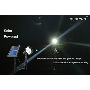 SUNLONG Solar Spotlights Outdoor Waterproof Bright Solar Wall Light Led Security Flood Light Solar Powered for Flag Patio Front Door Driveways-Automatically Activates at Dusk to Dawn (White)