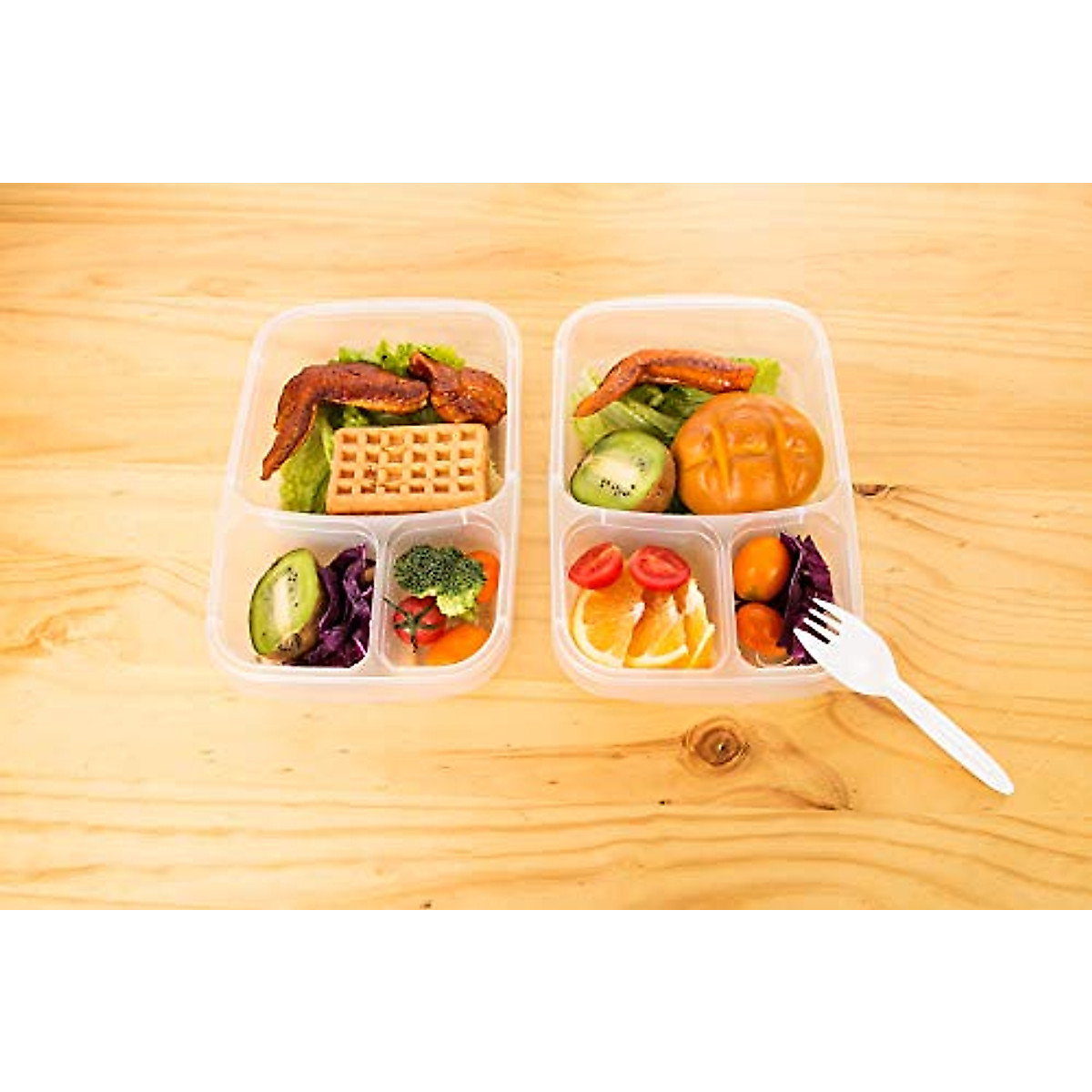 Meal Prep Containers 3 Compartment Food Storage Containers Microwave Dishwasher Freezer Safe (Color mixing, 7 /10PACK (3compartment))