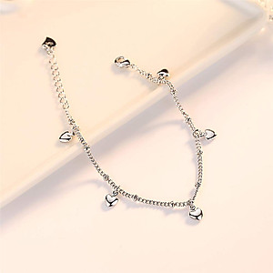 kelistom 925 Sterling Silver Bracelets for Women, Love Heart Charm Chain Bracelet Bangle Fashion Jewelry Gifts