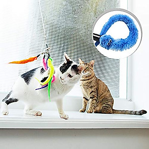 M JJYPET Cat Wand Toy Replacement Refill,10 Packs Cat Worm Toy,Assorted Teaser Refills with Bell for Cat,Kitten