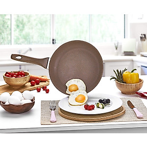 SAFLON Granite Frying Pan | Non-Stick | Scratch-Resistant Forged Aluminum w/QuanTanium Coating | Even Heating Cooking Dishware | Includes Storage Bag (9.5-Inch)