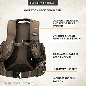 Insights Hunting by frogg toggs- The Element, Heavy Duty 1,831 Cubic Inch Outdoor Hiking Fishing Camping Hunting Backpack with Rain Fly, Solid Elements Brown