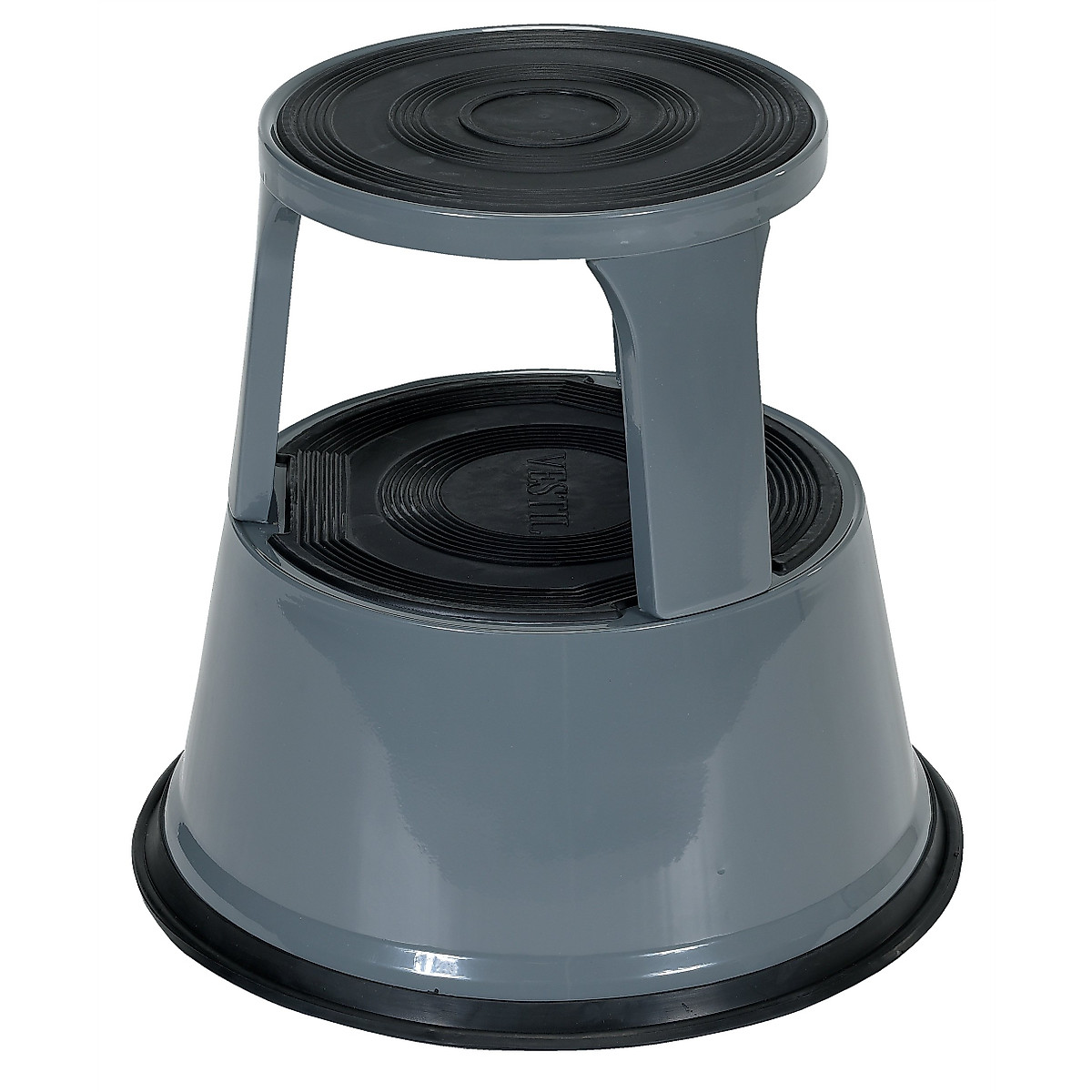 Vestil STEP-17-GY Steel Rolling Step Stool with Powder Coat Finish, 17-1/8" Top Step Height, 500 lbs Capacity, Gray