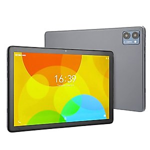 Honio 10.1 Inch Tablet, FM Radio Dual Speakers Octacore HD Tablet US Plug 100‑240V 8GB RAM 128GB ROM for Learning (Grey)