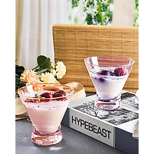 Physkoa Colored Martini Glasses Set of 6, Colorful Cocktail Glasses,Margarita Glass,Short Tumblers,Cosmo,Espresso Martini,Coupe Glasses, Drinkware for Wedding,Birthday,Housewarming,Party 8oz