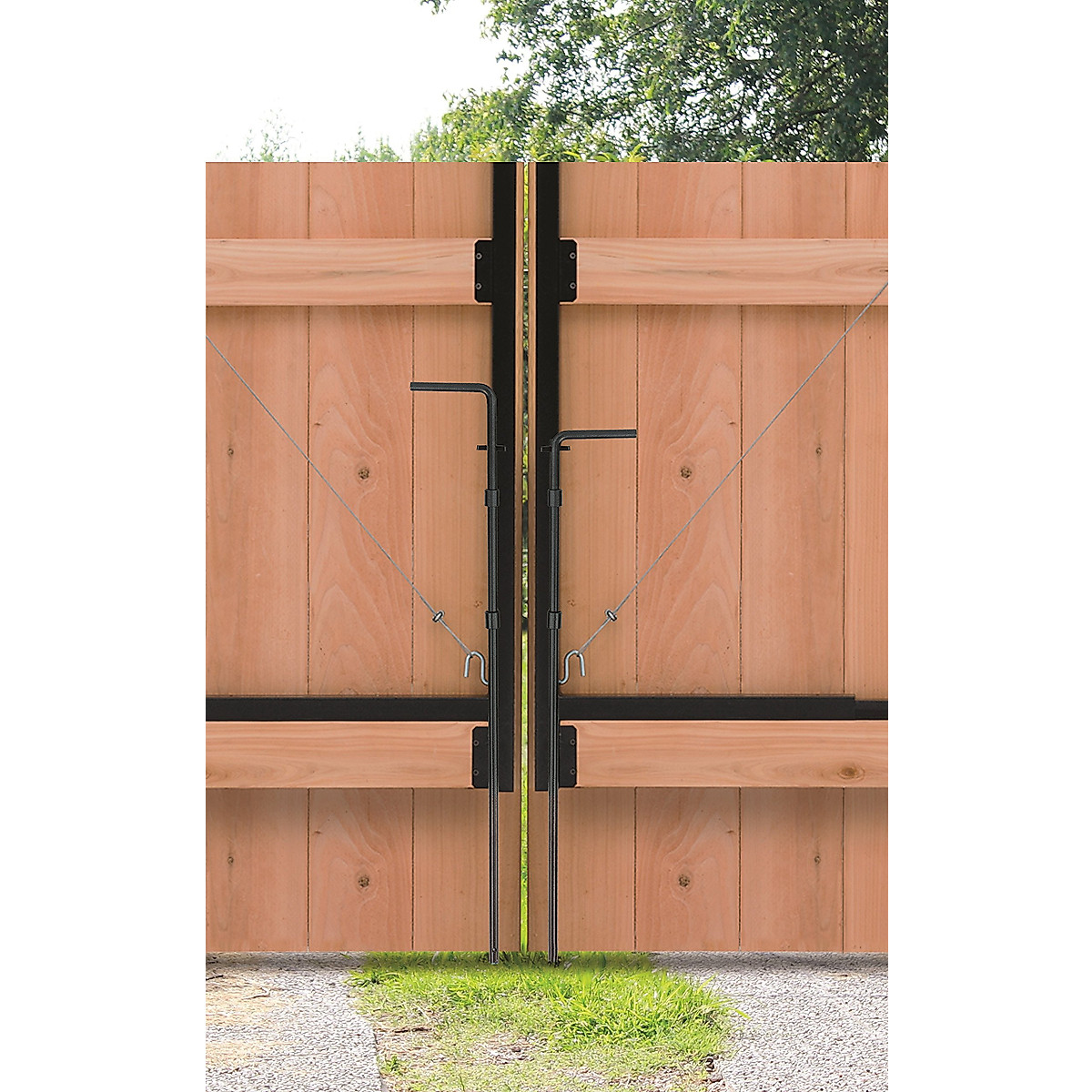 Heavy Duty Drop Rod - Adjust-A-Gate Pin Latch Drop Rod for Double Drive Gates - Black (30in. High rod)