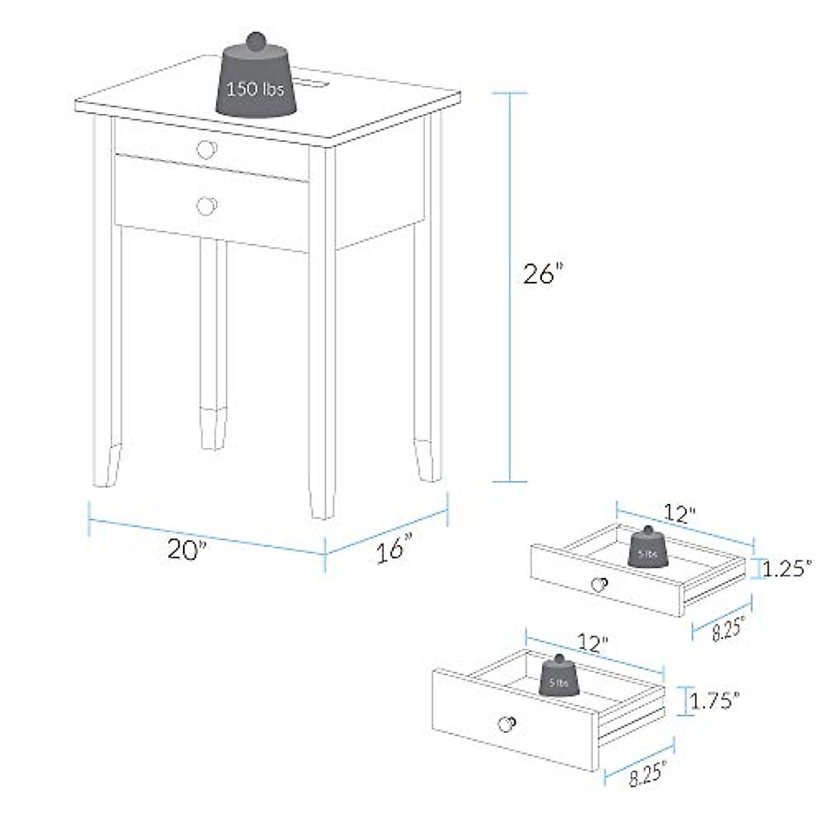 Casual Home Lucia USB Port-Honey Oak Nightstand