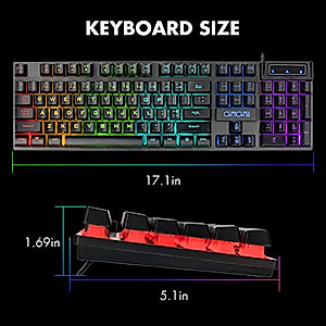 CHONCHOW Wired Gaming Keyboard for Mac PC PS5 PS4 Xbox One Gamers, RGB Backlit LED Mechanical Feel Keyboard with Multimedia Keys Number Pad, 104 Keys USB Desktop Computer Windows Keyboard (Black)