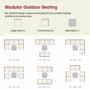 KAWIVAST Updated-7 Piece Patio Furniture Set, Sectional Sets, Patio Sectional Sofa, PE Wicker Patio Furniture Set, Outdoor Rattan Sectional Sofa, Patio Conversation Sets