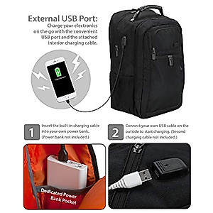 Rockland Professional USB Laptop Backpack, Black, Large