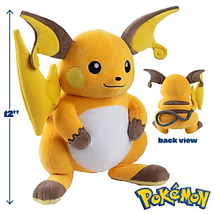 Pokemon 12" Large Raichu Plush - Officially Licensed - Pikachu Evolution Figure - Authentic Soft 12-Inch Stuffed Animal Toy - Valentine's Day & Easter Basket Stuffer Gift for Kids, Boys, Girls - 2+