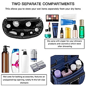 Bukere Portable Shower Caddy College Dorm Room Essential, Shower Caddy Tote Bag for Student, Girl, Women, Men, Separate Compartment, Large Capacity, Quick Dry Mesh Base for Travel, Gym, Camp