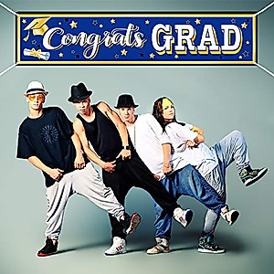 2022 Graduation Banner Set Blue Graduation Party Decoration Porch Sign Grad Party Supplies, Class of 2022 Congrats Grad for College High School (Blue and Gold)