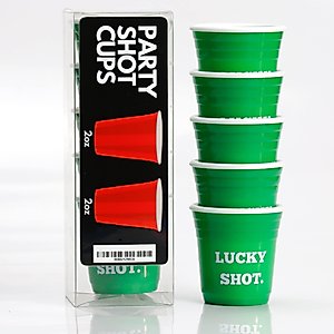 Tipsy Umbrella "LUCKY SHOT St. Patrick’s Party Favor Shot Glass Set - (Set of 5) Reusable Hard Plastic Party Cup Shot Glasses (Green)