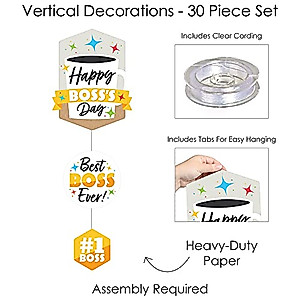 Big Dot of Happiness Happy Boss’s Day - Best Boss Ever DIY Dangler Backdrop - Hanging Vertical Decorations - 30 Pieces