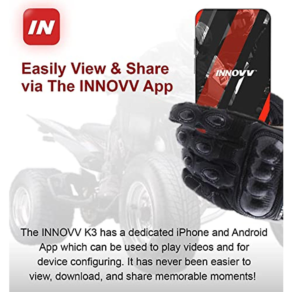 INNOVV K3 Dual Channel Motorcyle Motocam with WiFi, GPS, Parking Mode and IP67 Water-Resistant (microSD Card not Included)