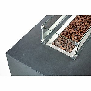 AMS Creations | Chelsea 55 inch Rectangular Wavy Dark Gray Concrete GFRC Natural Gas Fire Table Pit