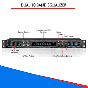 Technical Pro Dual 10 Band Professional Stereo Equalizer with Individual LED Indicators