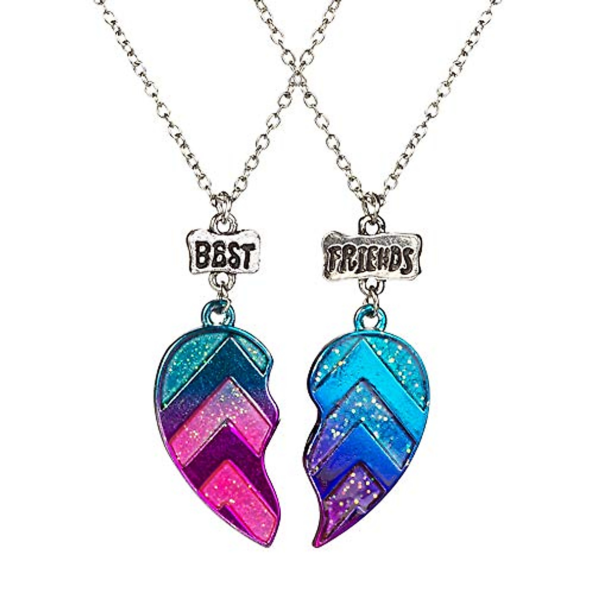 BGSHEMNI Best Friends Necklace, Half Heart Pendant Jewelry for Children, Relationship Love Necklaces, Girls's Best Friend Jewelry,Friendship Gift Friends Birthday Party Favor