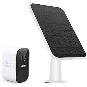 eufy Security eufyCam 2C Wireless Home Security Add-on Camera & Certified eufyCam Solar Panel Bundle, 1080p HD, No Monthly Fee, Continuous Power Supply, 2.6W Solar Panel