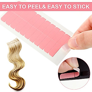TecUnite 180 Pieces Hair Extension Tape Tabs Double Sided Extension Tapes for Replacement, 4 x 0.8 cm(Pink)