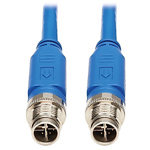Tripp Lite M12 X-Code Cat6 Ethernet Cable Blue (M/M), 1 Gbps, UTP, UL CMR-LP Certified for 60W PoE, Heavy-Duty IP68 Rating, 9.8 Feet / 3 Meters, (NM12-601-03M-BL)