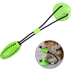 PrimePetPlay Suction Cup Dog Chew Puzzle Toy - Bite Resistant and Durable - Perfect for Aggressive Chewers - Dental Health and Interactive Play, Suitable for Small, Medium & Large Dogs, Green