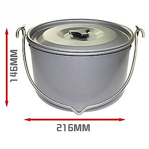 LinaLife Carry Camping Hiking Outdoor Cookware Cooking Picnic Camping Pot Hanging Pot Cooking Kettle with Lid Pan Cookware for Camping Hiking Fishing Picnic Backpacking 5 Quarts