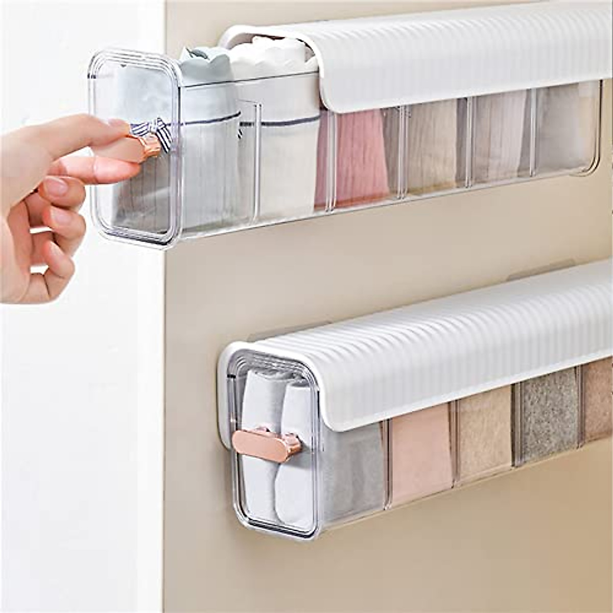 Closet Organizer, Wall mounted underwear storage box (IVORY WHITE)