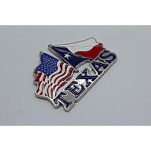 Waiving American Flag Texas State Flag Magnet Metal Collectible Patriotic Souvenirs, Silver
