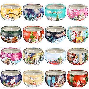 Christmas Scented Candles for Home Scented, Scented Candles Gift for Women, Soy Wax 2.5oz Portable Travel Tin Jar Aromatherapy Candles for Birthday Valentine or Mother’s Day, Gift Boxed Pack of 16