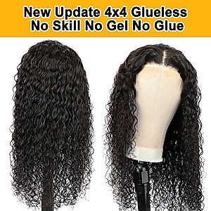 Domiso Glueless Wear and Go Wigs for Black Women Human Hair Glueless Wigs Human Hair Pre Plucked Deep Wave Lace Front Wigs Human Hair Glueless Ready to Wear Wigs No Glue Lace Pre Cut Wig 24 Inch