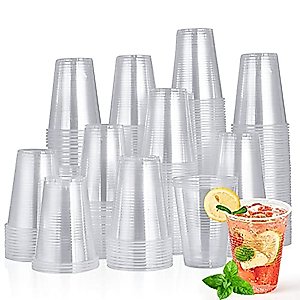 Turbo Bee 280 Pack 16oz Clear Disposable Plastic Cups,Cold/Hot Drinking Cups,Transparent Plastic Party Container for Water, Iced Cold Coffee, Juice, Soda