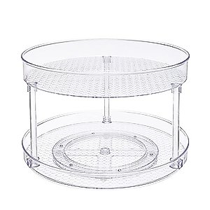 Amazon Basics 2 Tier Clear Lazy Susan Turntable Organizer, 12-Inch