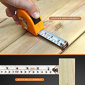 PERFECT MEASURING TAPE Left Handed Tape Measure with Right-to-Left Read - Measurement Reading Made Easy - Steel Hi-Visibility Orange Tape Measure 25ft/7.5m (Model RL-02)