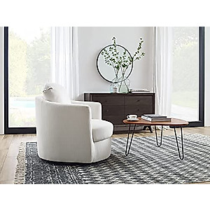 Volans Modern Swivel Living Room Chairs Barrel Chair Ivory Corduroy Upholstery Accent Sofa Chairs Living Room Chair Sofa Chair for Bedroom