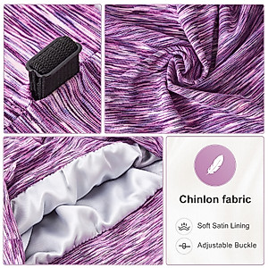 Jelbolin Satin Bonnet Silk Lined Sleep Cap Adjustable Stay On Slouchy Beanie for Sleeping Women Curly Hair Night, Mixed Purple